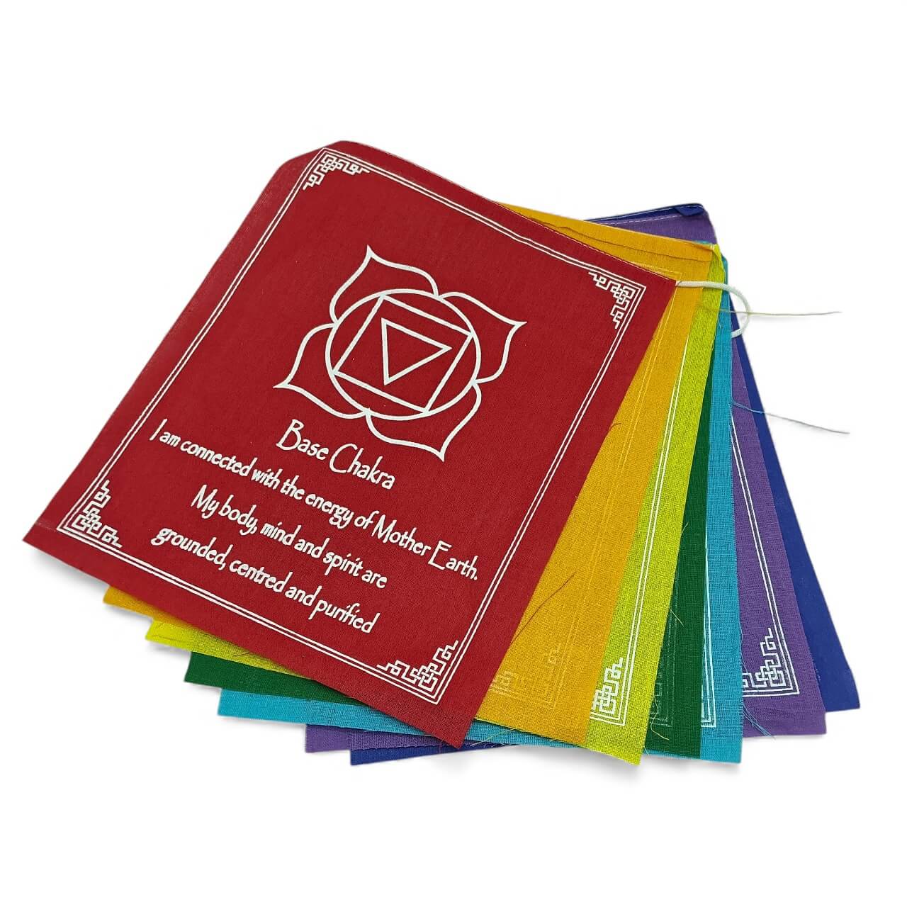 Cotton 7 Chakra Healing Prayer Flags. Seven Chakra Wall Décor. 10x8 ...