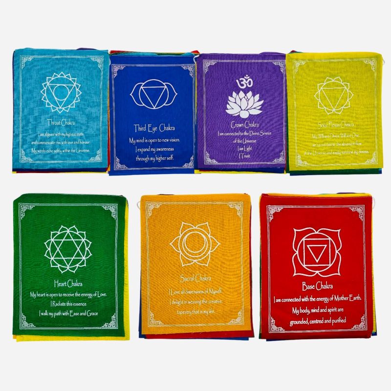 Cotton 7 Chakra Healing Prayer Flags. Seven Chakra Wall Décor. 10x8 ...